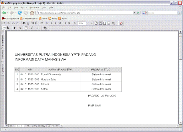 Membuat Laporan dalam Bentuk PDF dengan PHP